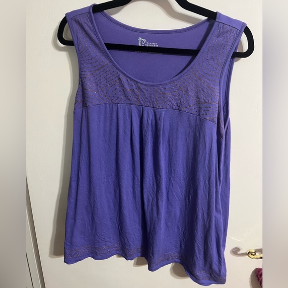 Tops | Xl Purple Sleeveless Shirt With Gold Glitter | Poshmark